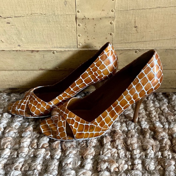 Enzo Angiolini | Shoes | Enzo Angiolini 0 Leather Patent Croc Peep Toe ...